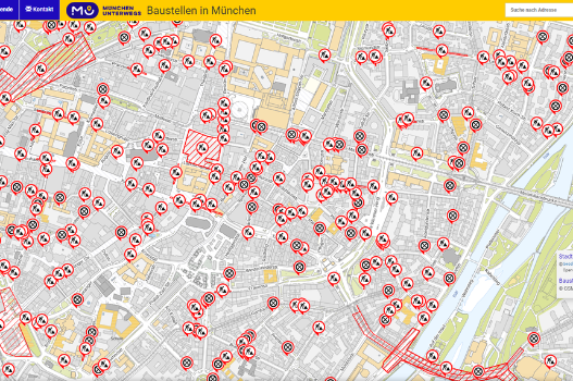 Baustellen mit Verkehrseinschränkungen – Landeshauptstadt München