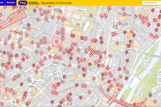 Baustellen mit Verkehrseinschränkungen – Landeshauptstadt München